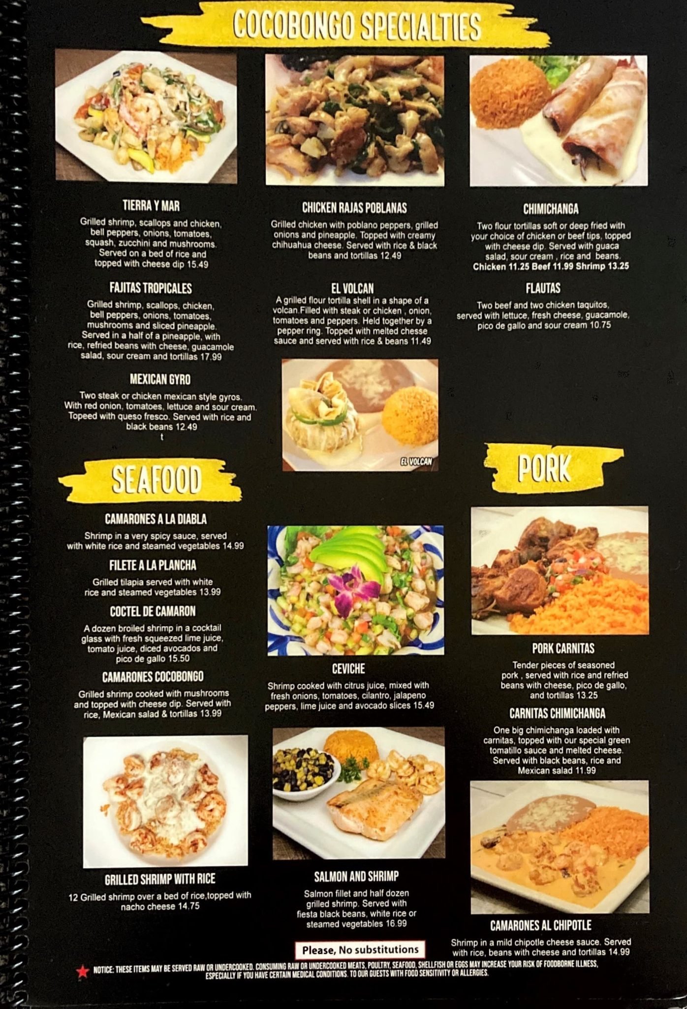 Menu - Coco Bongo Raleigh