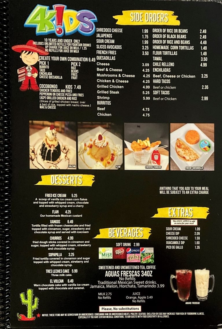 Menu - Coco Bongo Raleigh