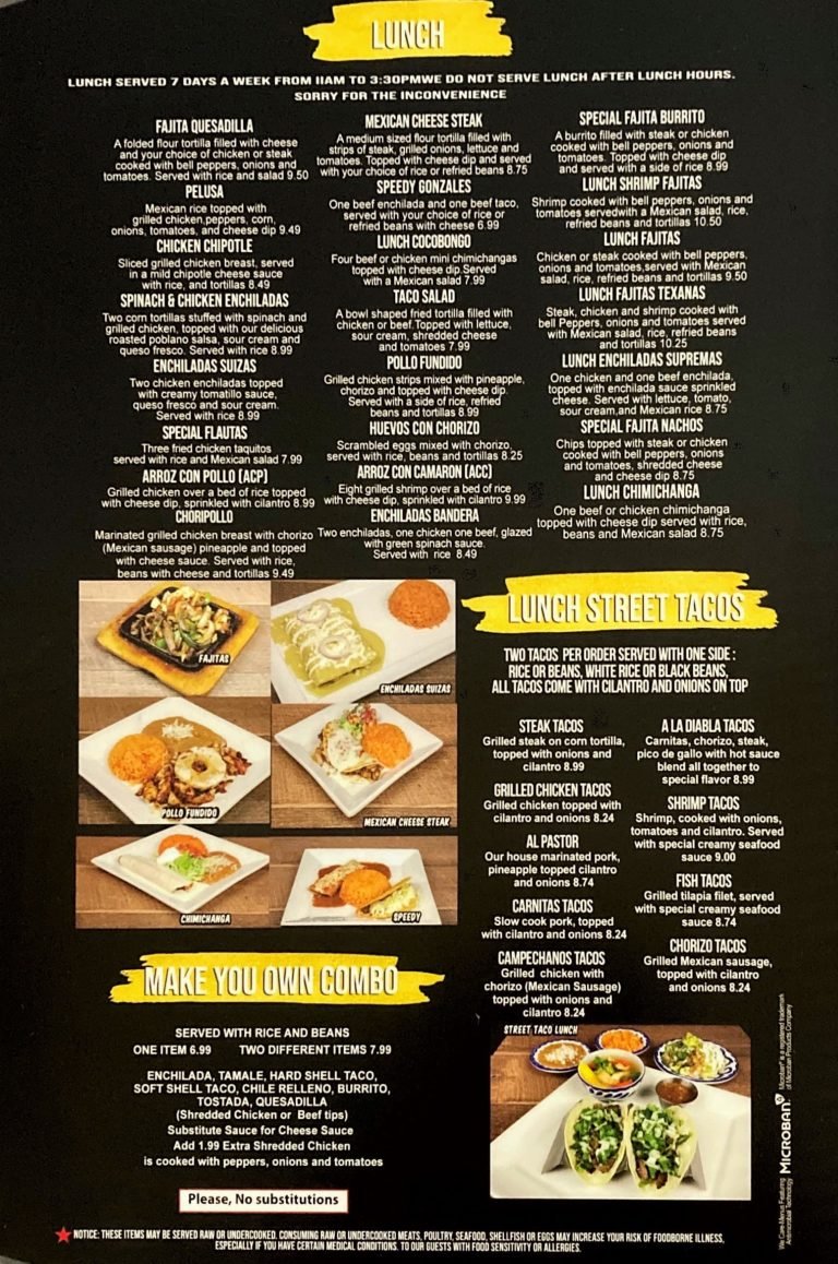 Menu - Coco Bongo Raleigh